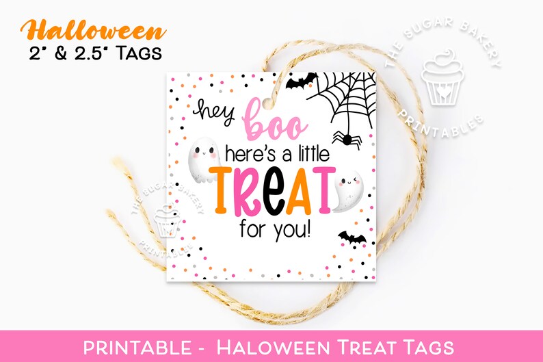 Printable Halloween Cookie Tags, Hey BOO Sweet Treat Tag, Ghost Boo ...