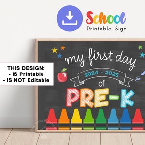 First Day of PREK School SIGN, Printable PRE-K Sign 1st Day Prek First ...
