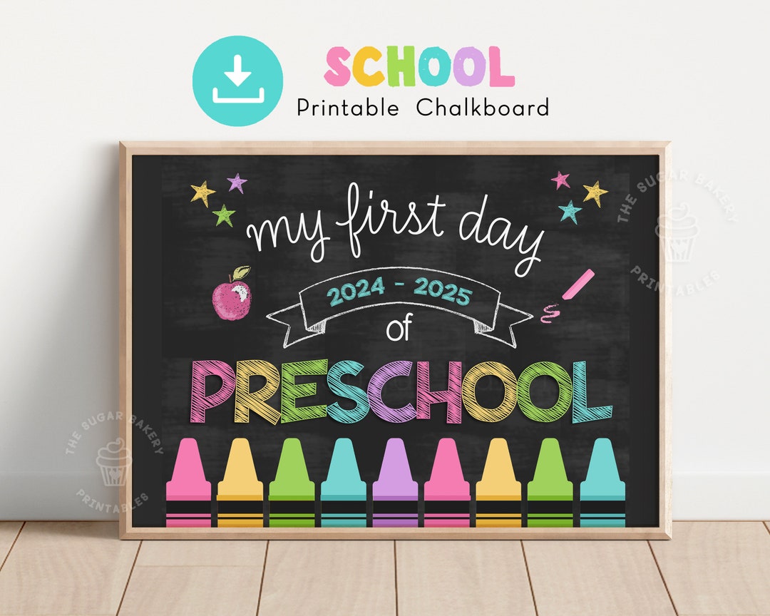 First Day of PRESCHOOL SIGN, Printable Preschool Sign, 1st Day of ...
