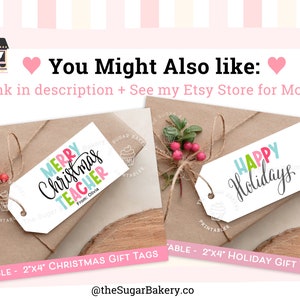 Printable Merry Christmas Tag, EDITABLE Colorful Christmas Gift Tags ...