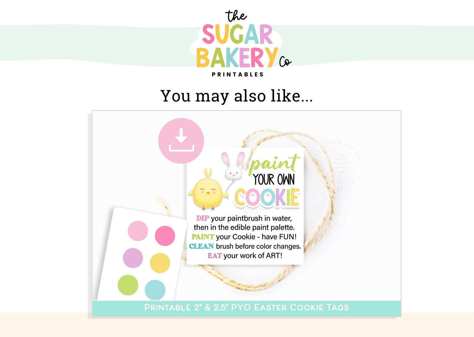 PYO Easter Cookie Tag, Easter Bunny Cookie Pyo Instructions, PYO Cookie ...