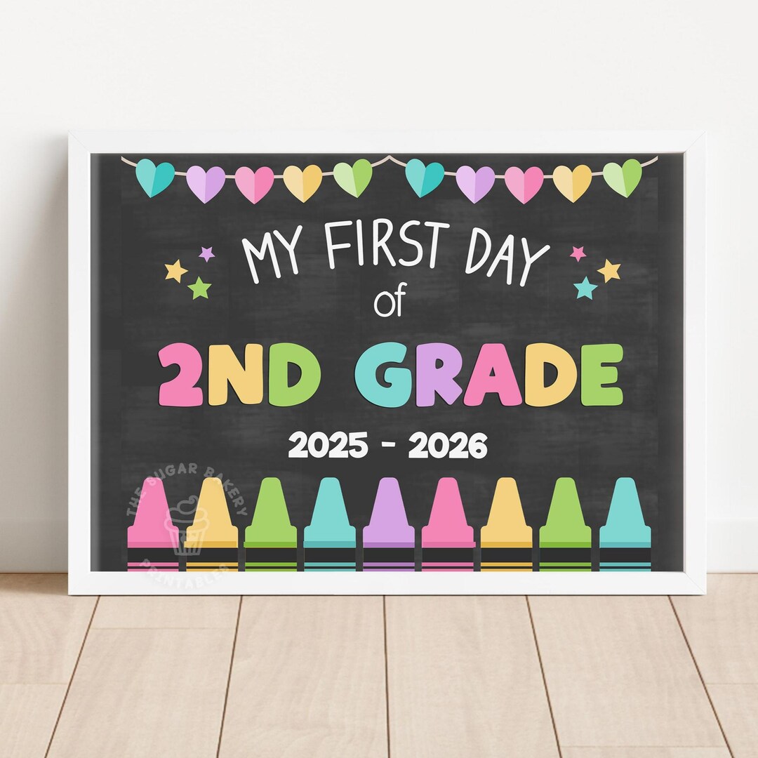 2nd Grade Sign Printable First Day of School Sign Cute Pastel ...