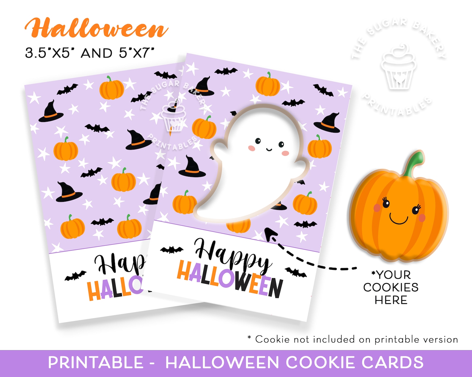 Happy Halloween Cookie Card, 3.5x5 Mini Cookie Card, 5x7 Cookie Card ...