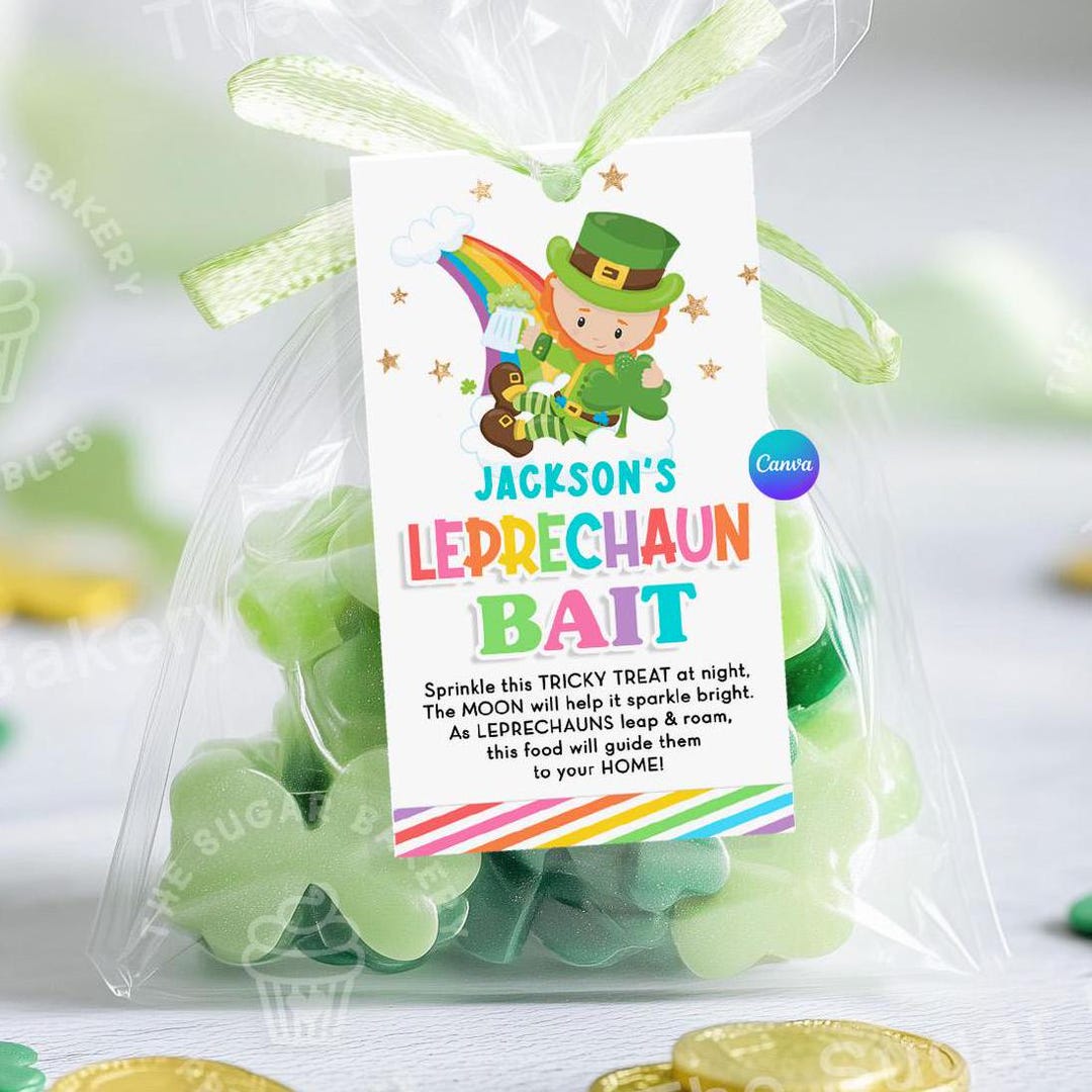 Editable LEPRECHAUN BAIT Tags, Lucky Charm TAGS, Leprechaun Bait ...