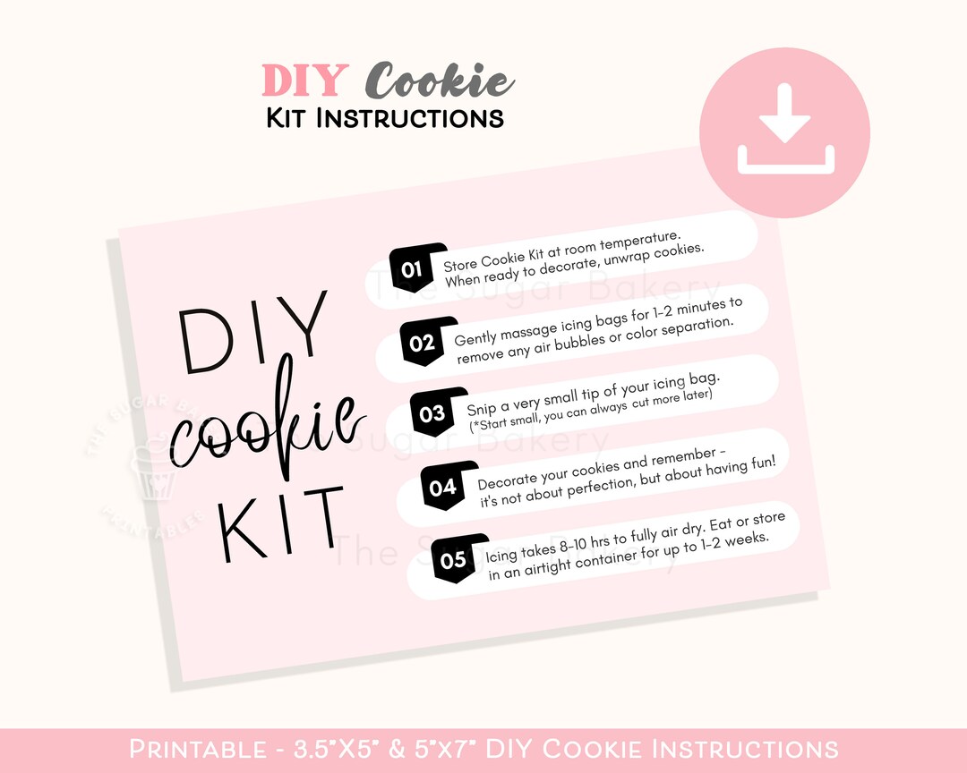 Printable DIY COOKIE Kit Instructions, Cookie Kit Instructions, Simple ...