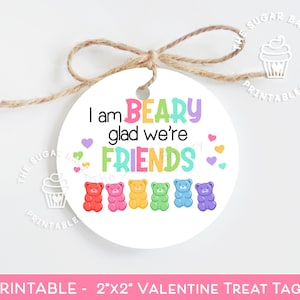 BEARY Glad Friends Gummy Bear Tag, Gummy Bear Valentine Tag, Valentine ...