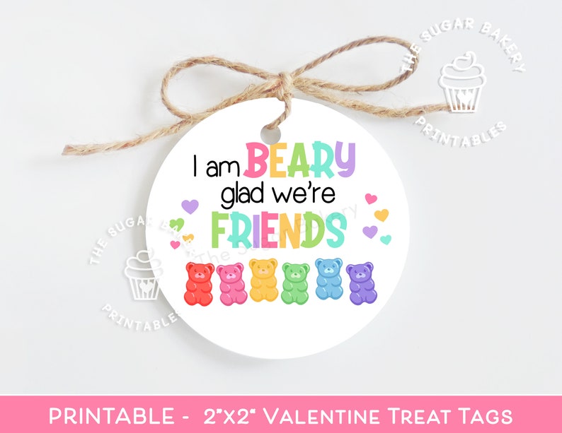 BEARY Glad Friends Gummy Bear Tag Gummy Bear Valentine Tag - Etsy