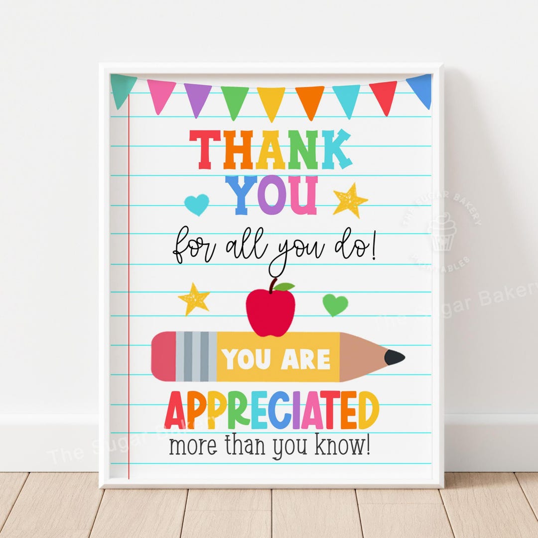 TEACHER Appreciation Sign Printable Staff Appreciation Sign School ...
