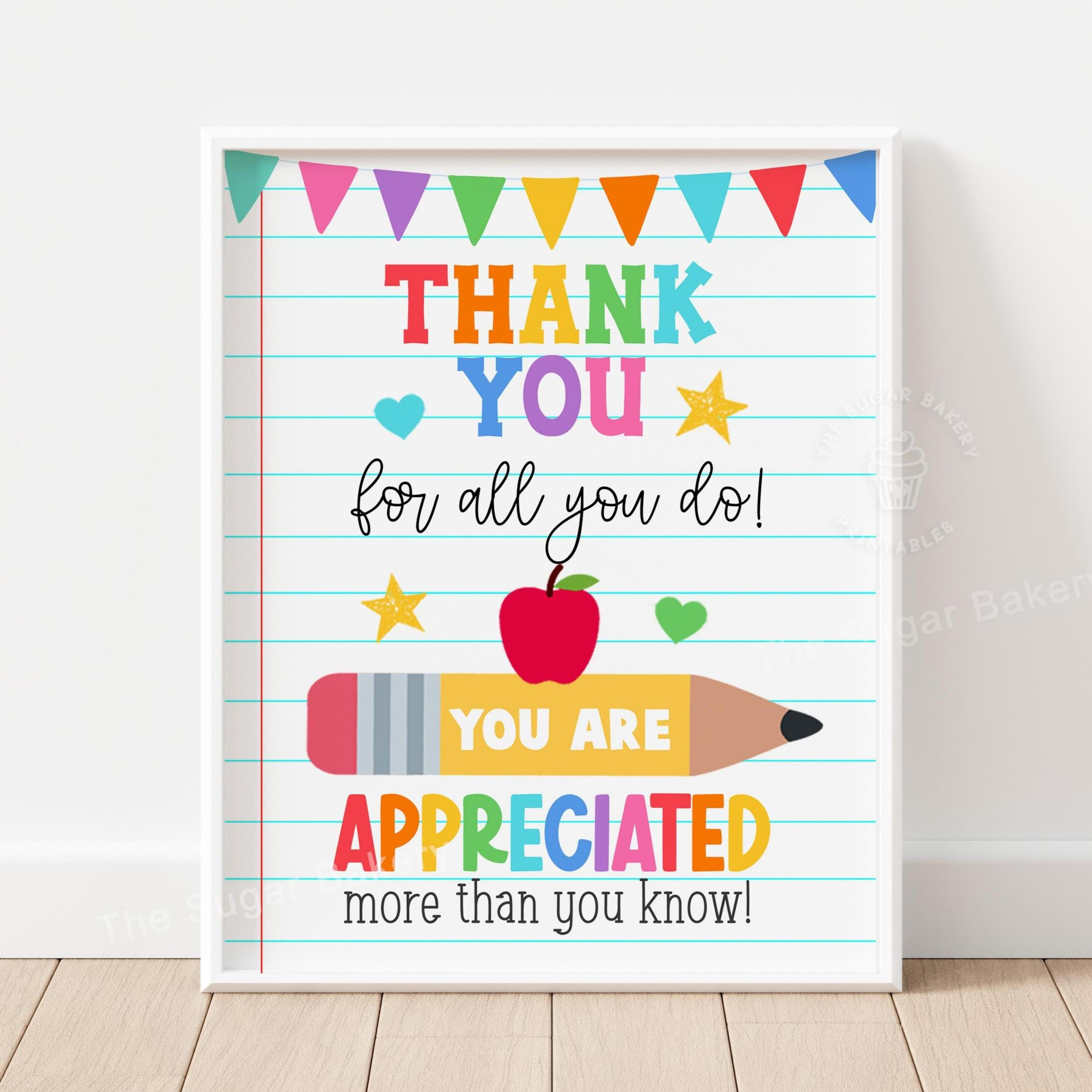 TEACHER Appreciation Sign Printable Staff Appreciation Sign School ...