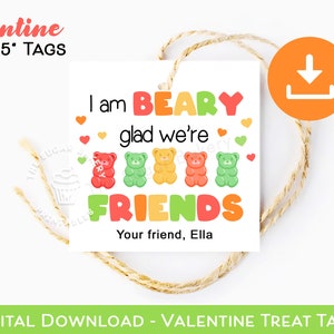 BEARY Sweet Gummy Bear Valentine Tag, Gummy Bear Valentine, Valentine's ...