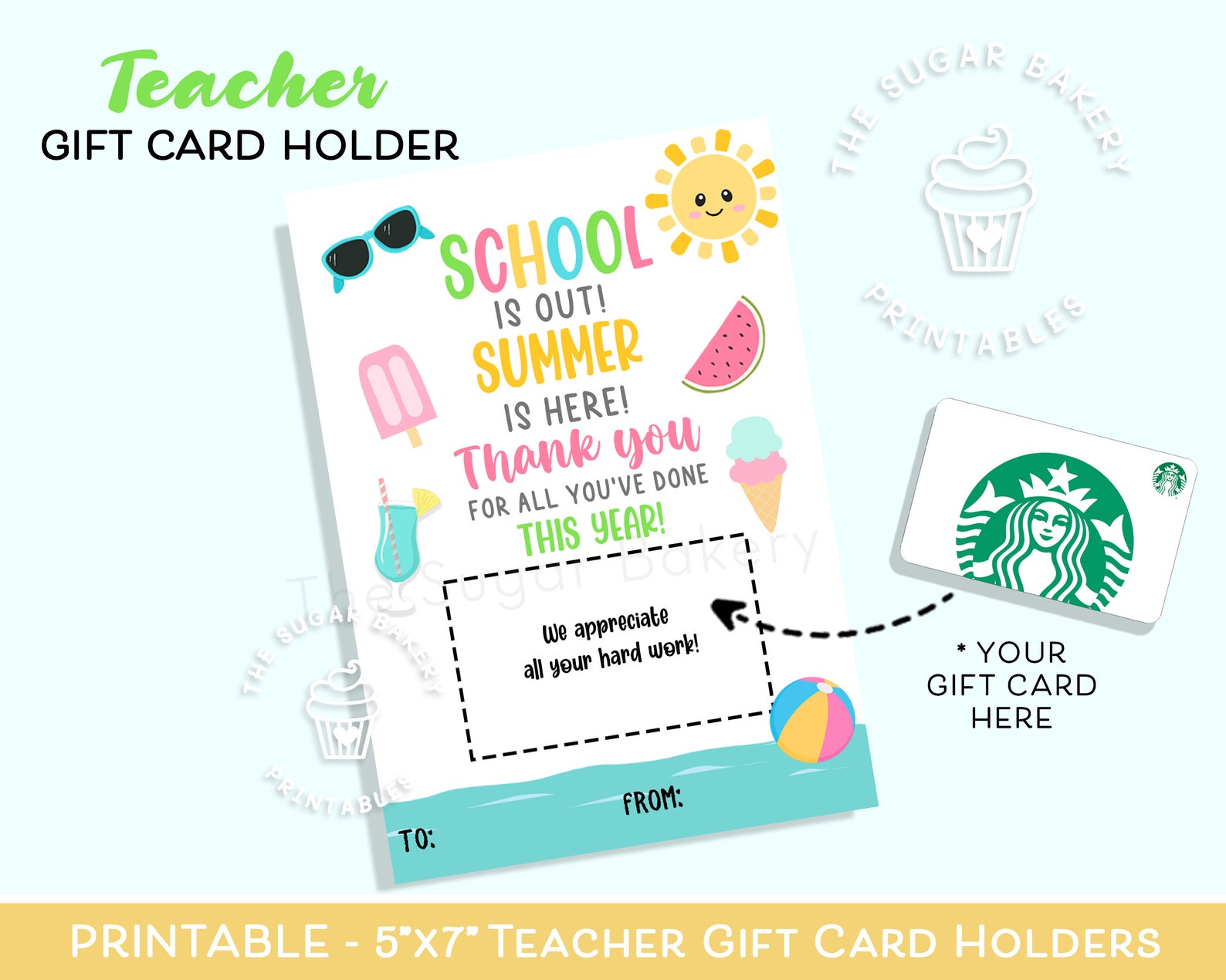 Thank You Teacher GIFT CARD Holder 5x7 TEACHER Coffee - Etsy