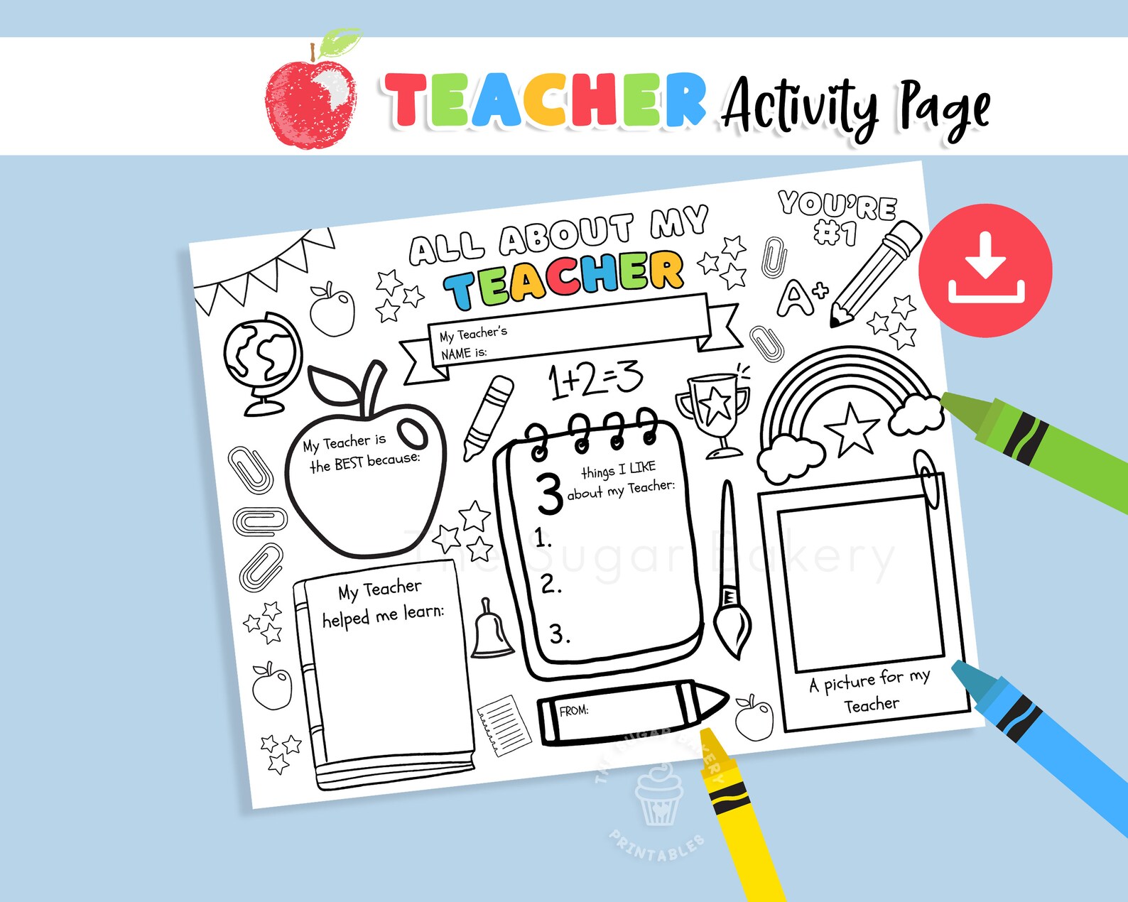 Teacher Appreciation Printable Teacher Gift All About My Teacher ...