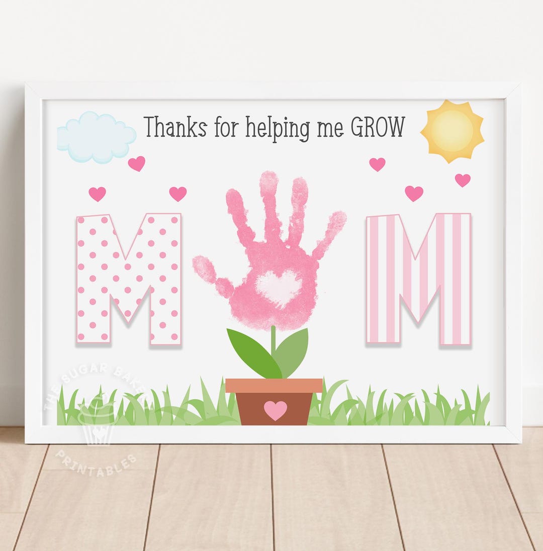 Printable Mothers Day Handprint Craft for Mom Mothers Day Flower ...