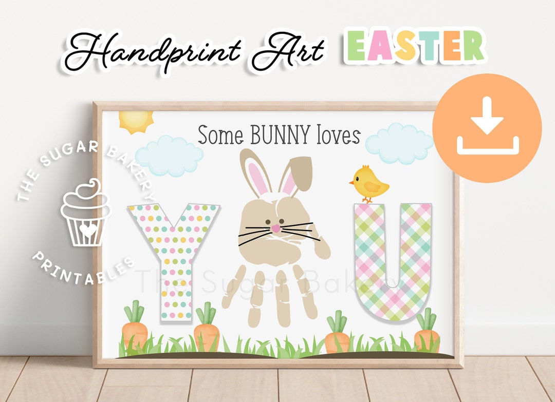 Easter HANDPRINT ART Printable Easter Bunny Handprint Craft - Etsy