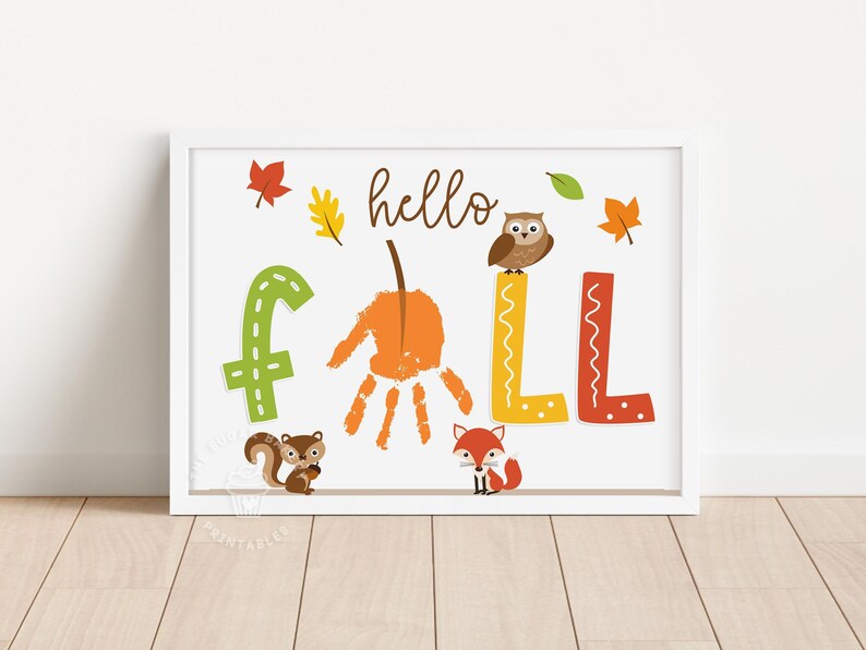 Fall Handprint Craft Printable Leaf Woodland Thanksgiving Kids Art ...