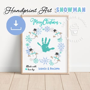 SNOWMAN Wreath Handprint, Baby's First Christmas Handprint Art ...