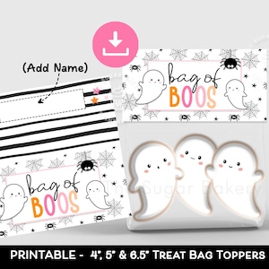 Bag of BOOS Halloween TREAT Bag TOPPER, 4" 5" 6.5" Goodie Bag for Kids ...