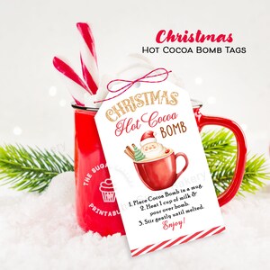 Printable Hot Chocolate Bomb Tags, Christmas Hot COCOA BOMB Tags, SANTA ...