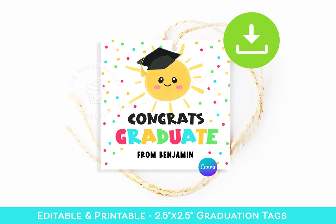 Editable Graduation Tags, Preschool Kindergarten Daycare Graduation ...