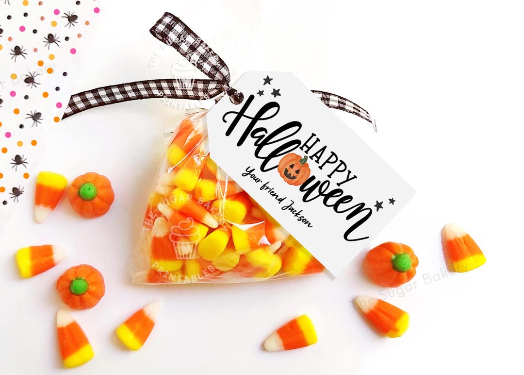 Happy Halloween Tags, EDITABLE Halloween Pumpkin Favor Tags, Trick or ...