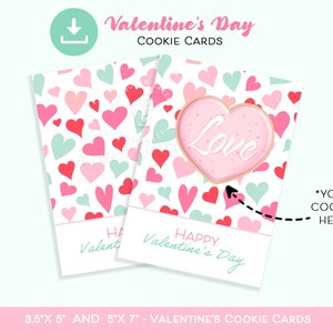 Happy Valentine's Day Cookie Cards, Sweetheart Valentine Cookie Card ...