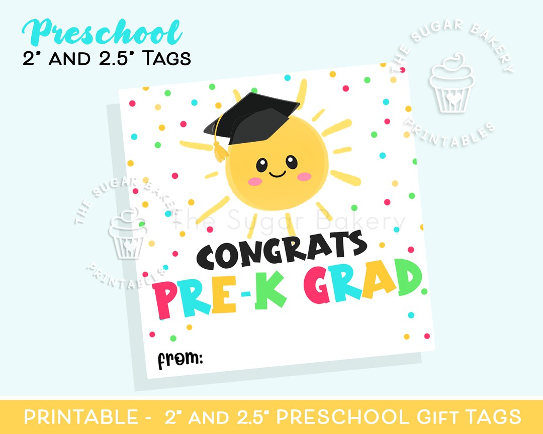 PRE-K Graduation Tags, Graduation GIFT TAG, Printable Pre-k Tags, End ...