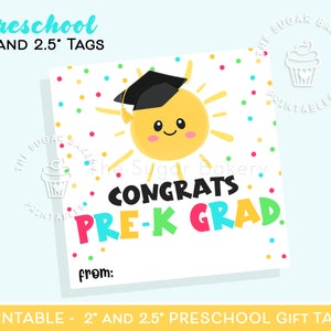 PRE-K Graduation Tags, Graduation GIFT TAG, Printable Pre-k Tags, End ...