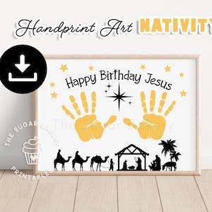Happy Birthday Jesus Handprint Art, Christmas NATIVITY Handprint Art ...