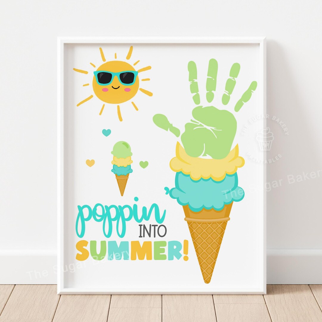 Summer Ice Cream Handprint Craft for Kids Poppin Into Summer Green ...