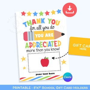 EDITABLE Teacher GIFT CARD Holder, Teacher Coffee Gift Card Holder ...