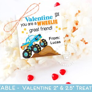 Valsntines Day Monster Truck Cards Tags, Kids Valentines Printable ...