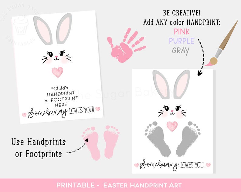 Easter Footprint Art, Somebunny Loves You Footprint Art Easter Bunny ...