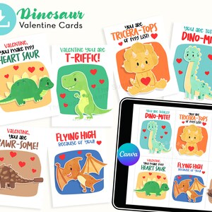 Printable DINOSAUR Valentine Cards, Dinosaur Valentine PRINTABLE ...