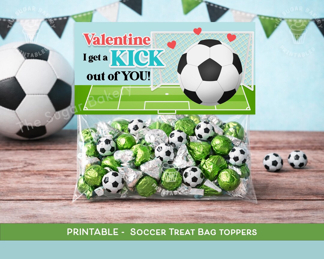 Soccer Valentine Treat Bag Topper, Valentine Bag Topper, Kids Soccer ...