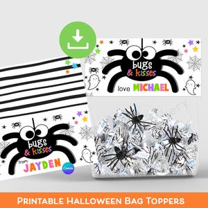 EDITABLE Bugs & Kisses Treat Bag TOPPER, Halloween Cookie Bag Topper ...