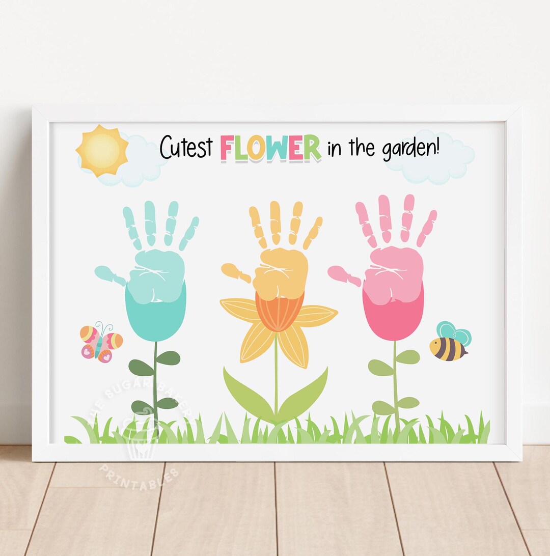 Flower HANDPRINT Craft Printable Easter Spring Flower Garden Handprint ...