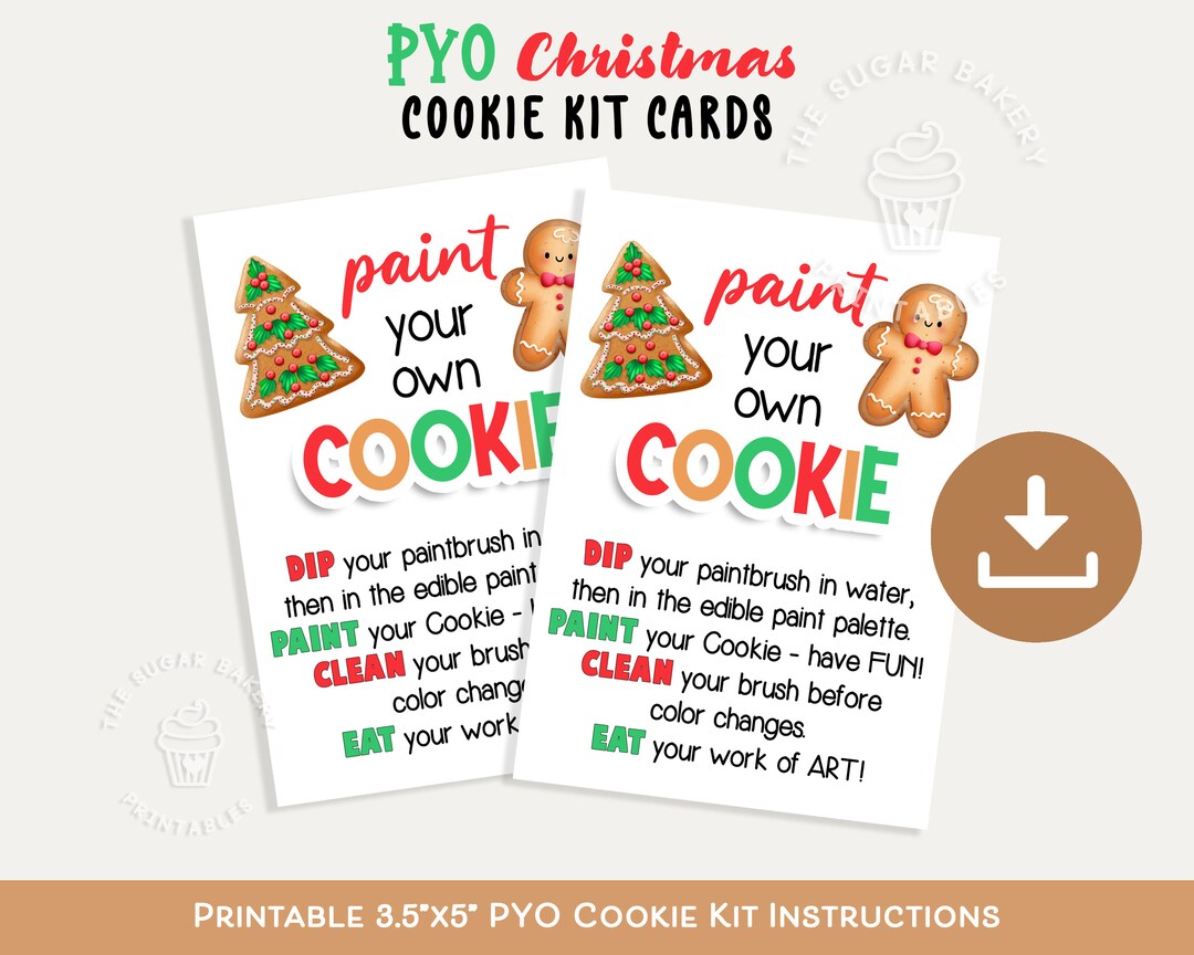 PYO Cookie Kit Cards, PYO Christmas Cookies, Paint Your Own ...