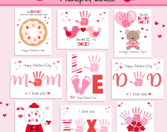 20 Valentine Handprint Art Printable Valentine's Day Classroom Mom ...