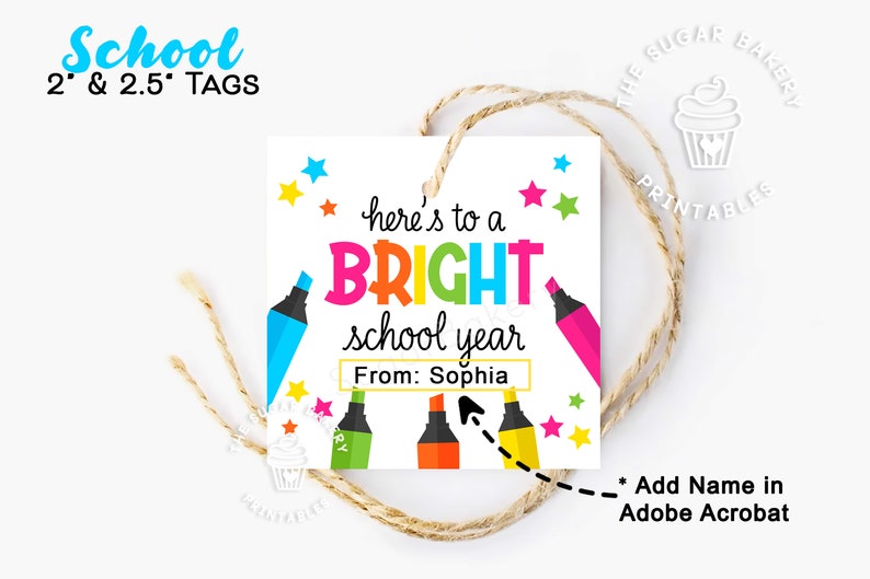 Back to School Gift Tags for Teacher, Here's to a BRIGHT School Year ...