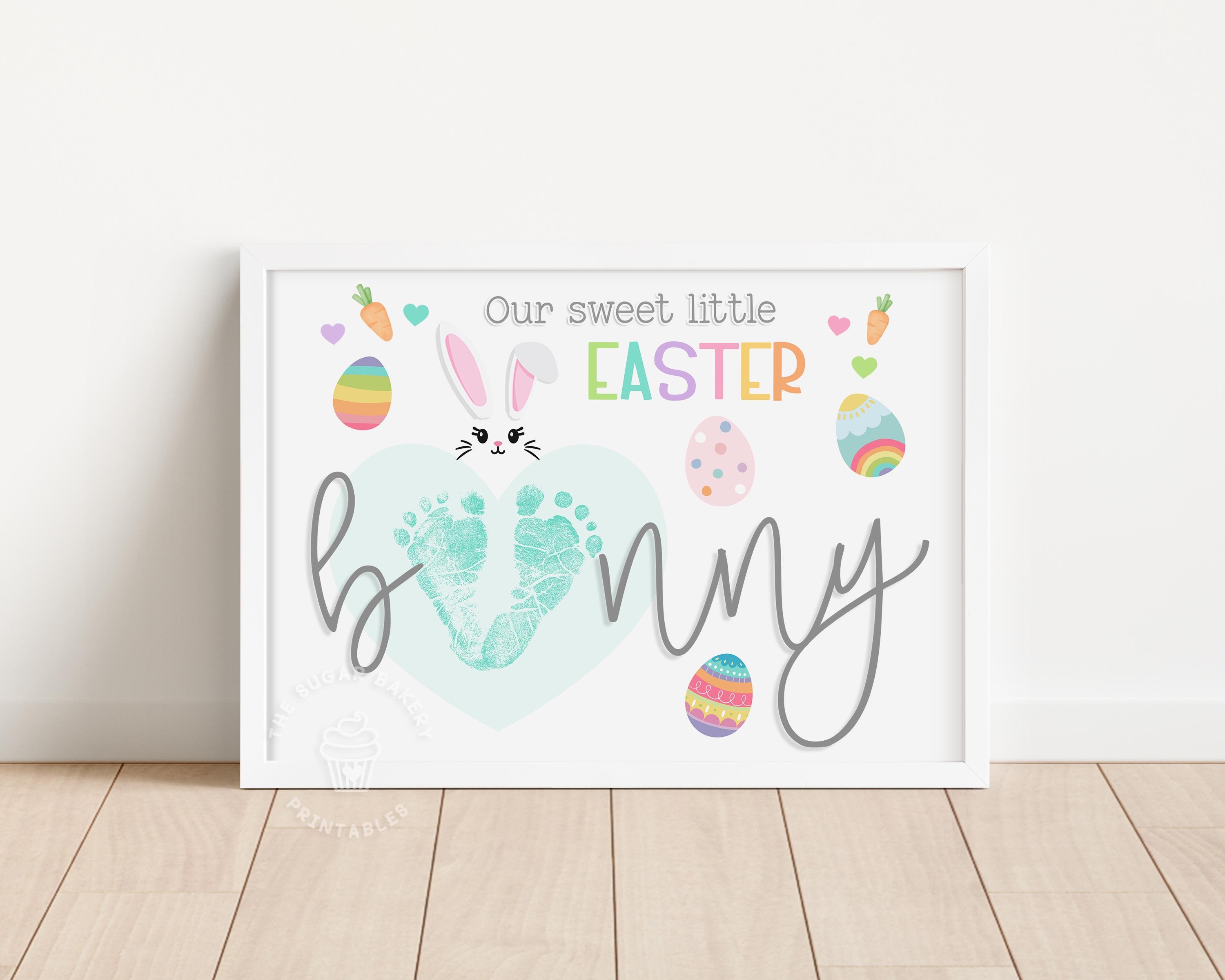 Easter Footprint Art, Our Sweet EASTER BUNNY Babys First Footprint ...