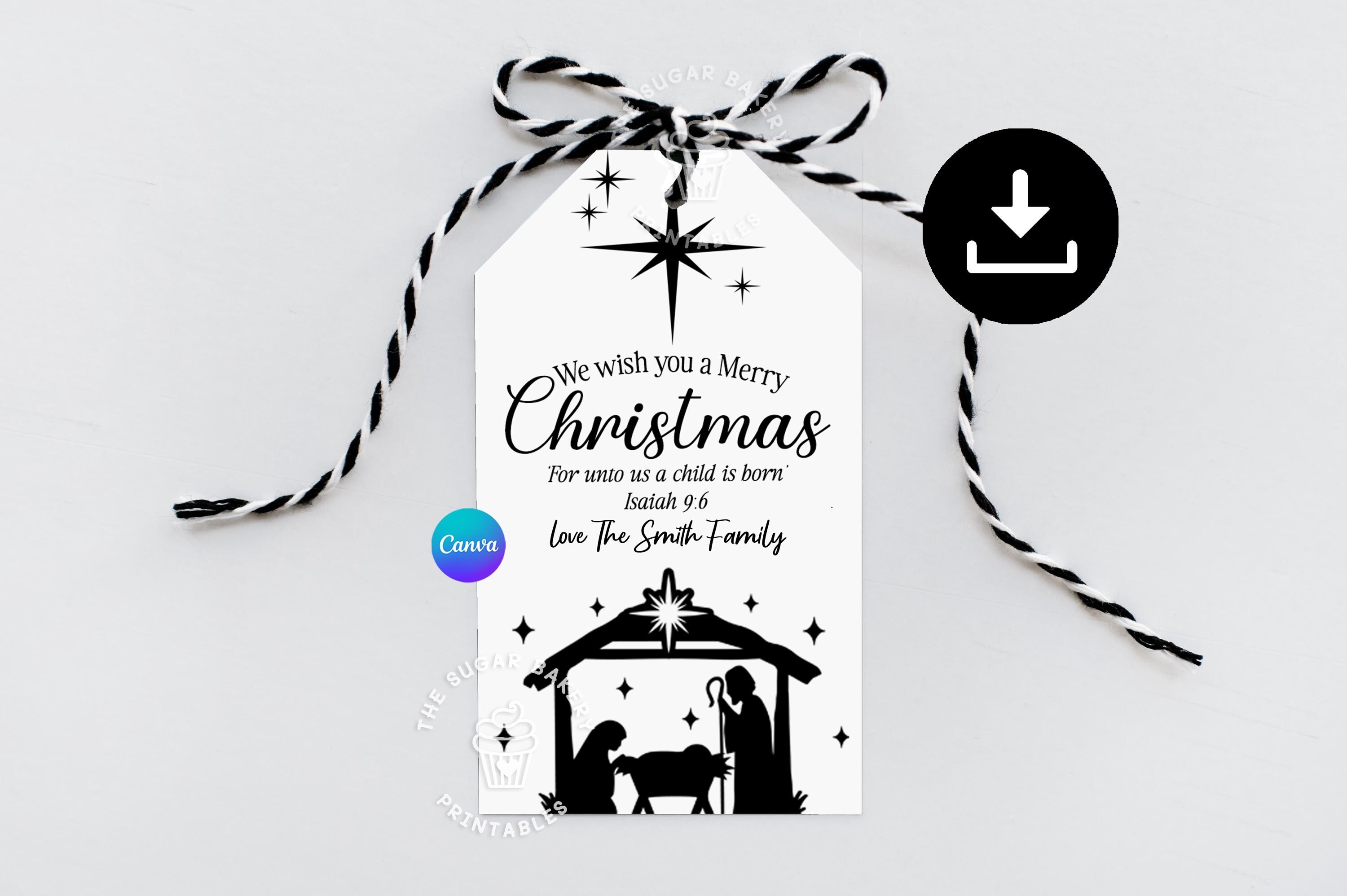 Christmas NATIVITY Printable Gift Tag, for Unto Us a Child is Born ...