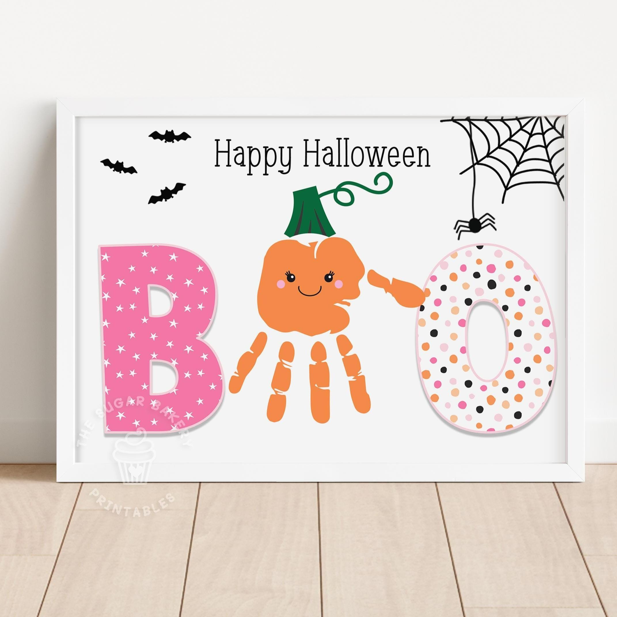 Happy Halloween Handprint Art, Ghost BOO Pumpkin Handprint Craft ...