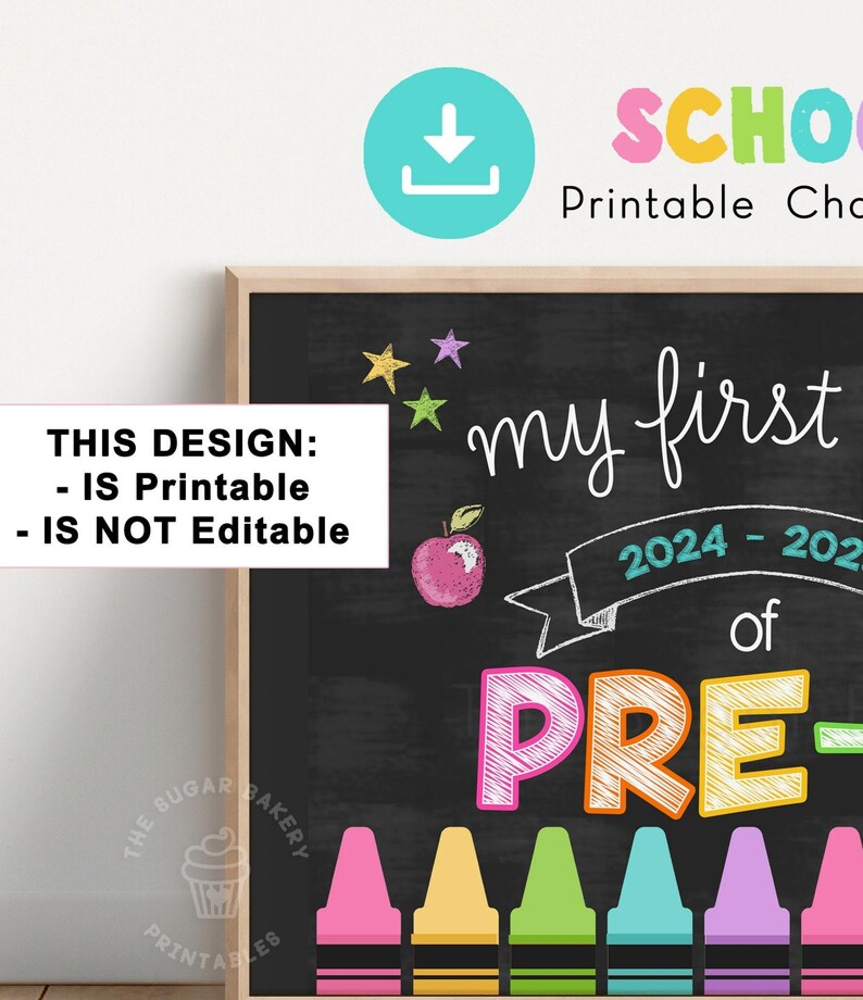 First Day of PREK School SIGN Printable PRE-K Sign 1st Day of Prek ...
