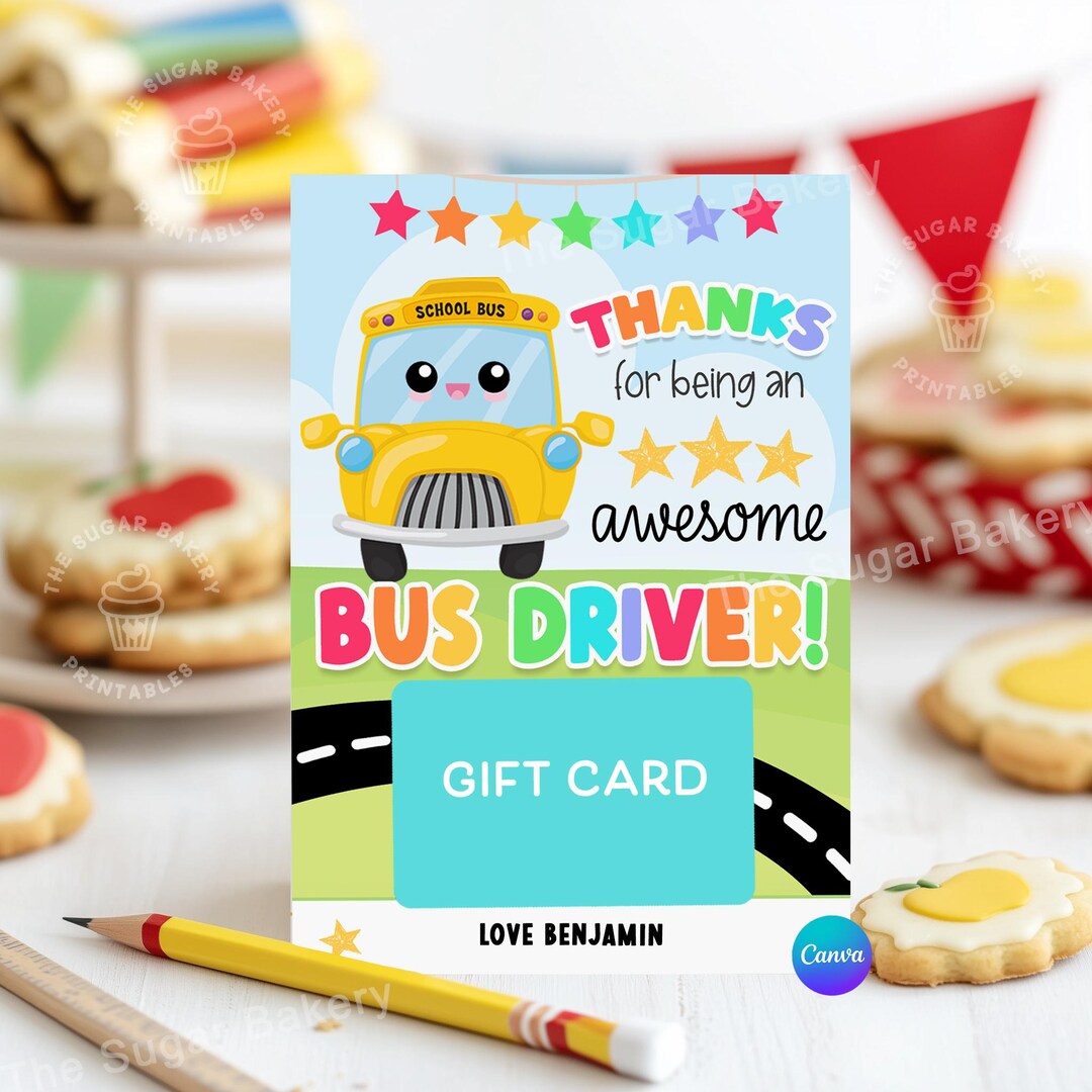 BUS DRIVER GIFT Card Holder, Thank You Awesome Bus Driver, End of Year ...
