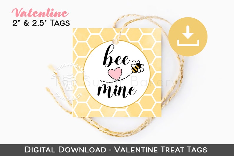 BEE MINE Valentine Cookie Tags Printable Valentine Treat - Etsy