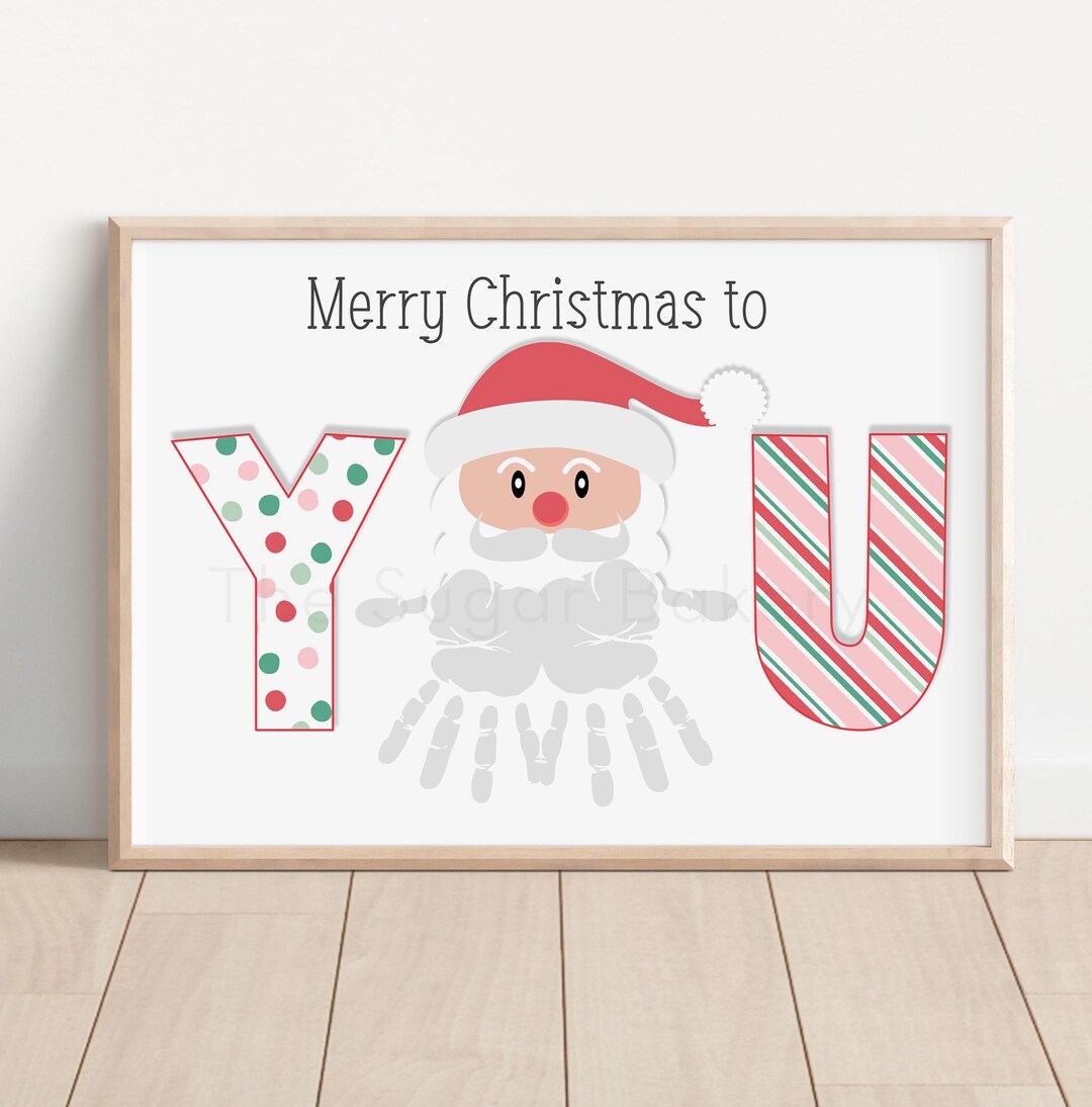 Merry Christmas to YOU SANTA Handprint Art, Candy Cane Preschool Craft ...