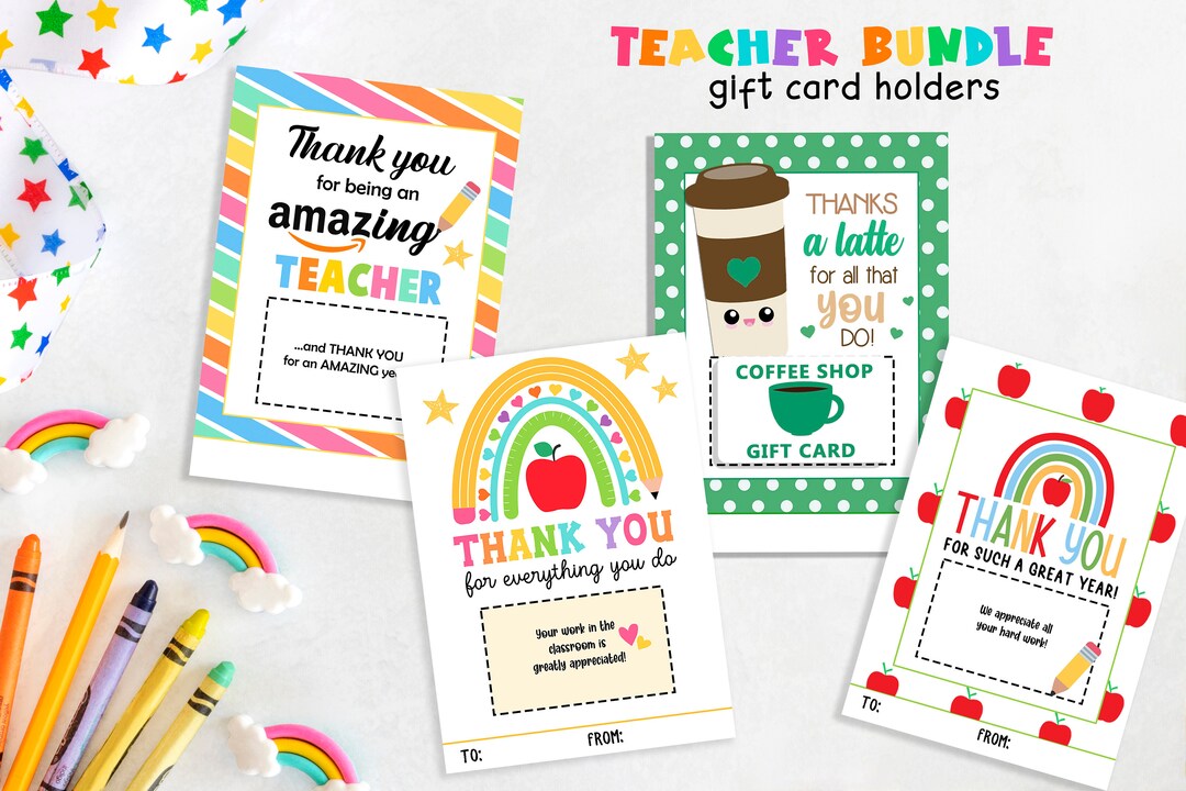 Teacher Gift Card Holder BUNDLE, Teacher Appreciation Gift Card ...