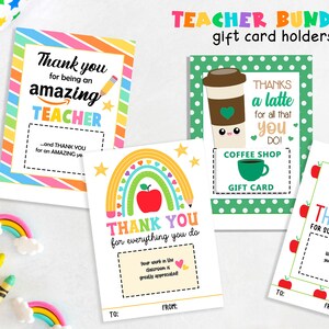 Teacher Gift Card Holder BUNDLE, Teacher Appreciation Gift Card ...