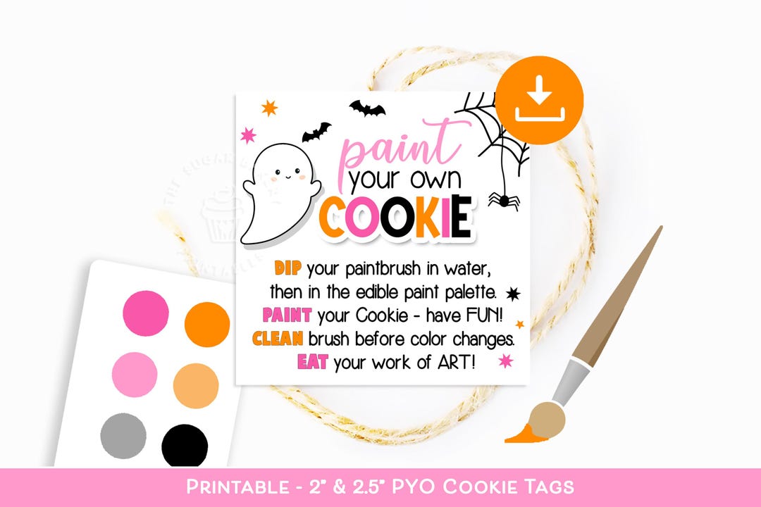 PYO Cookie Kit Tags, PYO Halloween Cookies, Paint Your Own Instructions ...