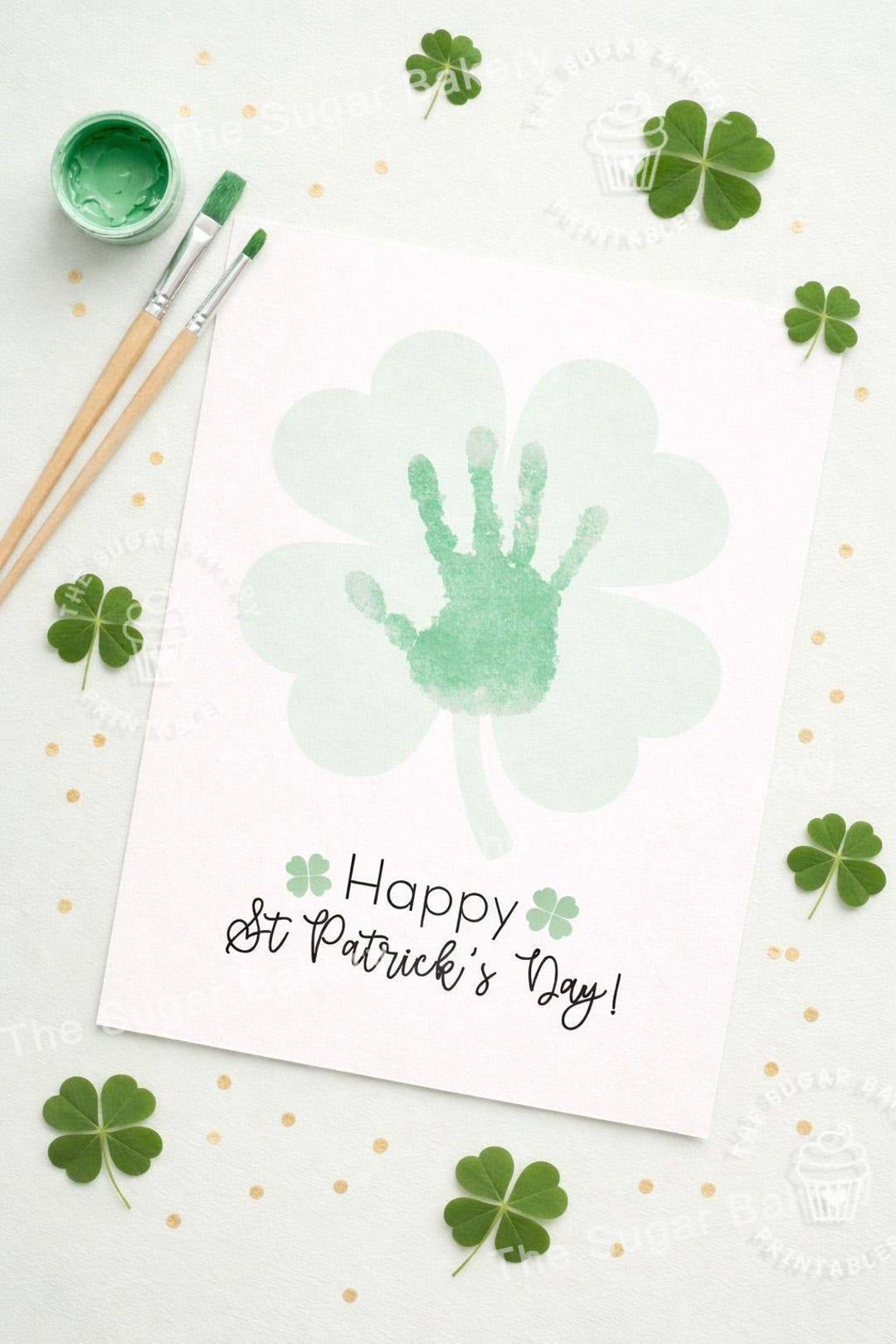 St Patricks Day Handprint Art for Kids Printable Shamrock Craft ...